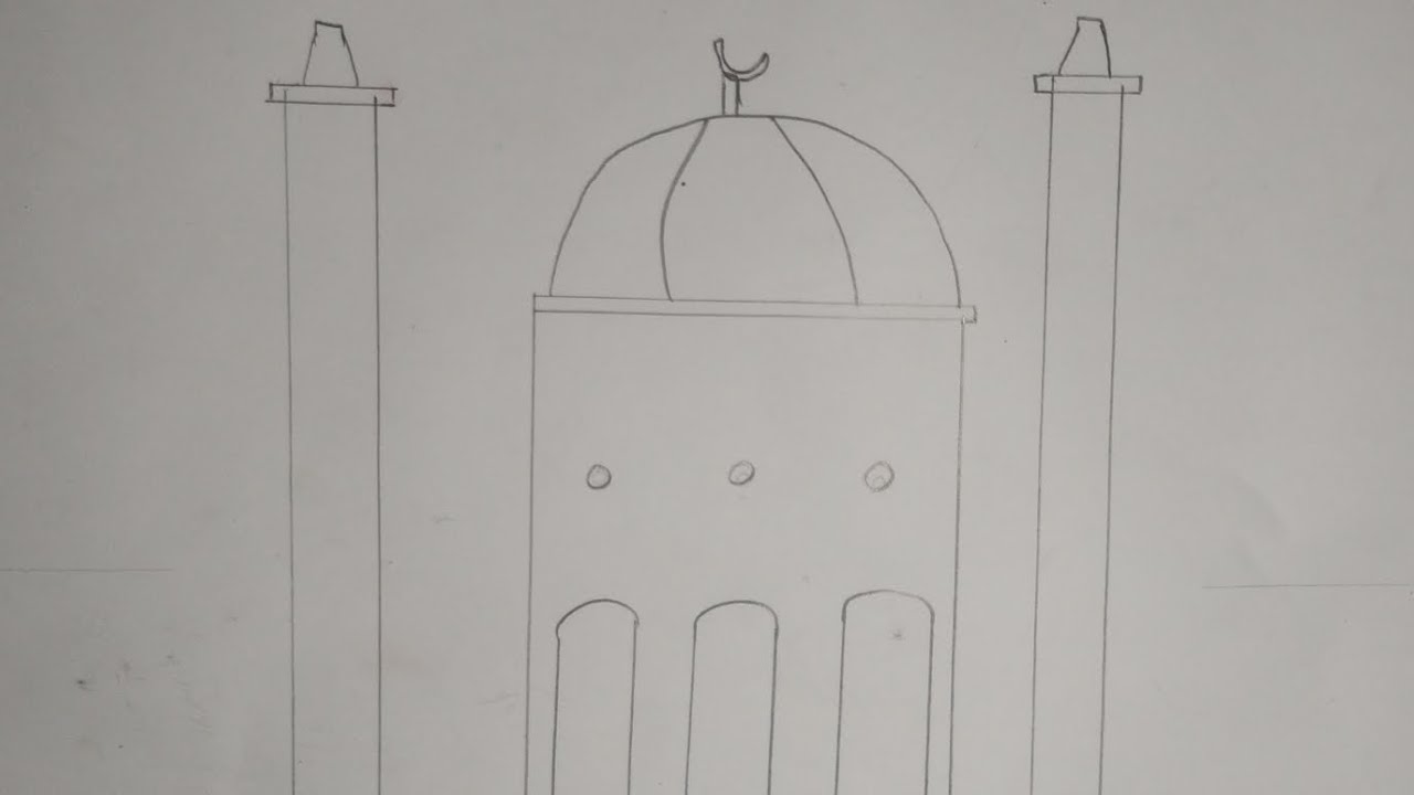 How to draw a Mosque | Masjid Easy Drawing | Pencil Drawing - YouTube