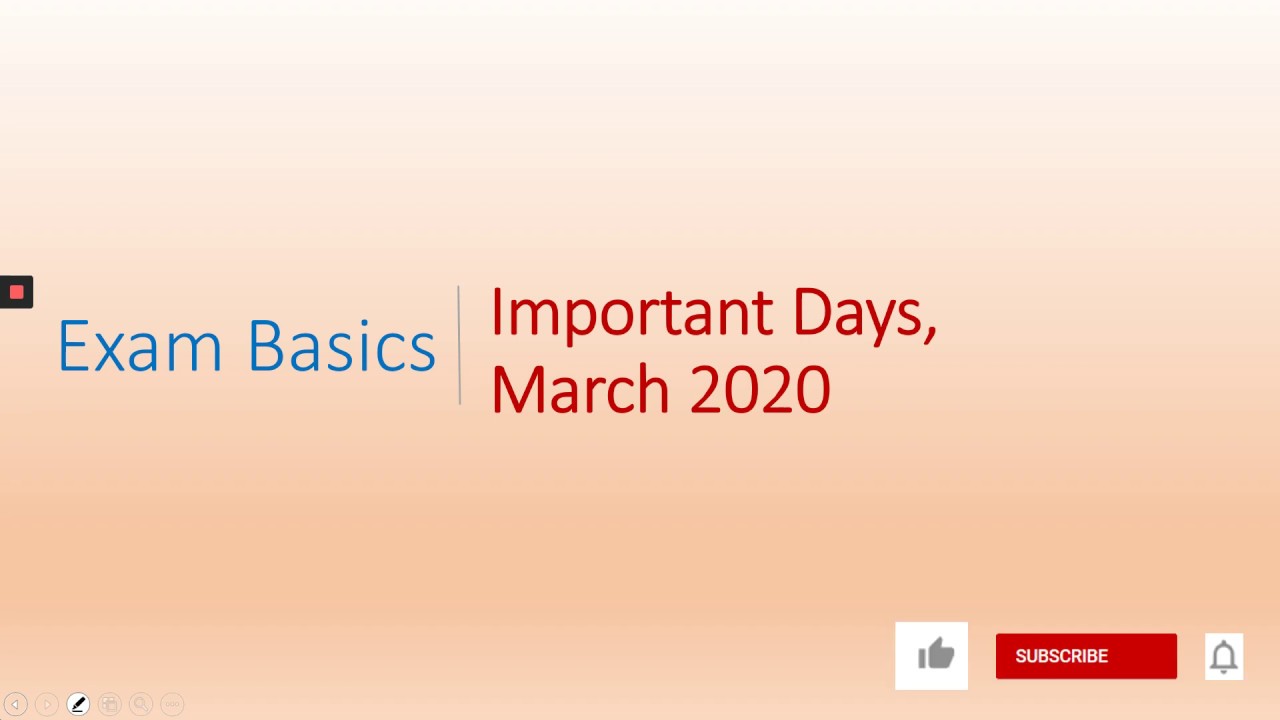 Important dates and days - March 2020 - YouTube