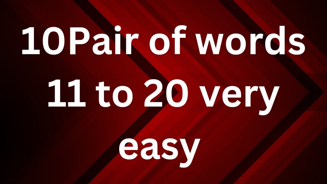 Easy pair of words - YouTube