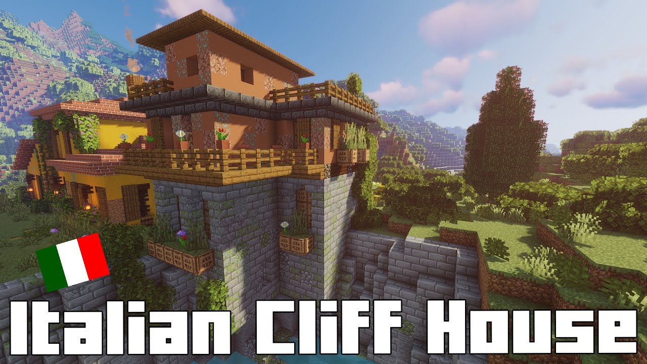 Minecraft Italian Tuscany Cliff House Tutorial | Scenic Villa Build ...