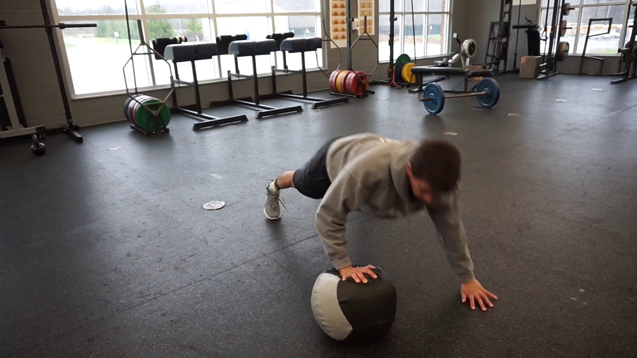Alternating plyo push ups with medicine ball - YouTube