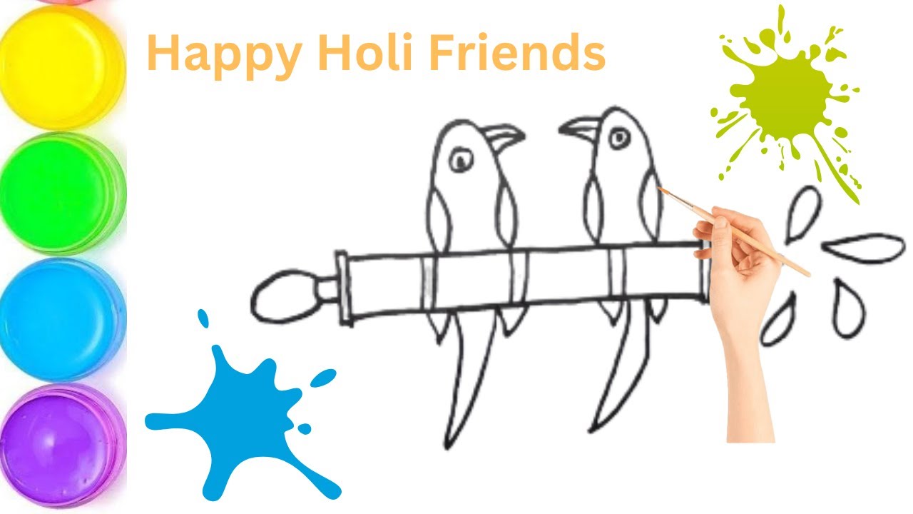 Satisfying ASMR | How to draw holi easy step by step | Holi drawing ...
