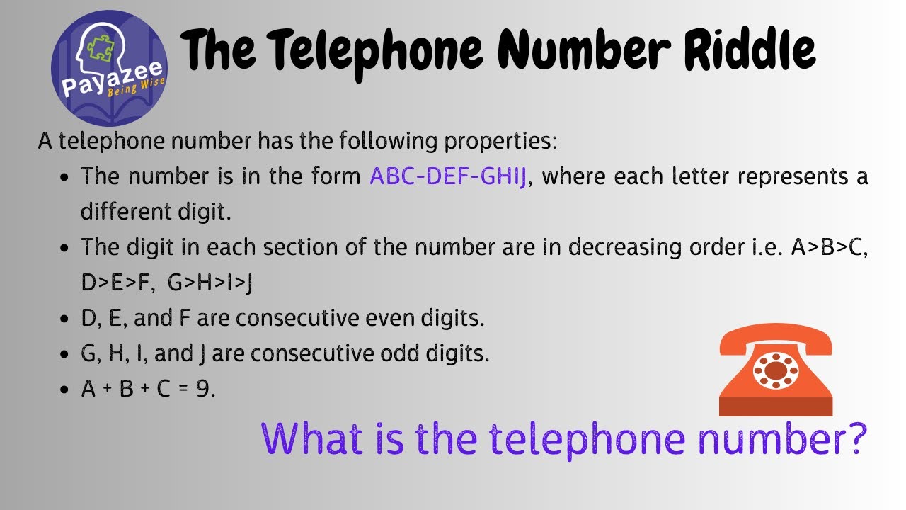 What is the Telephone Number | Puzzle Answer - YouTube