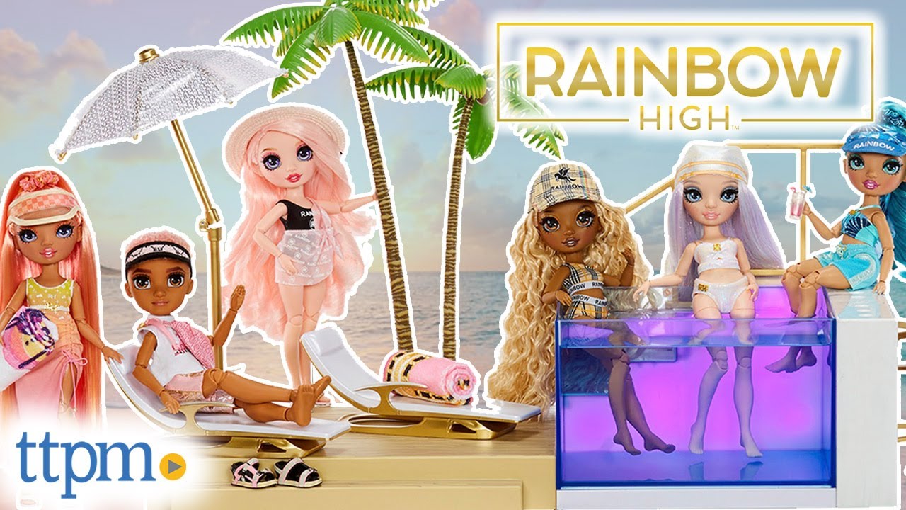 RAINBOW HIGH! Pacific Coast Dolls and Color Change Pool & Beach Club ...