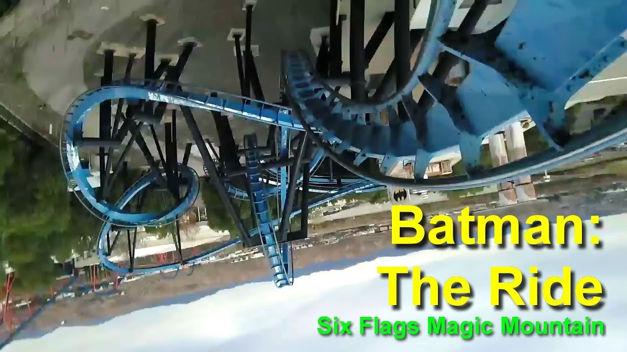 Six Flags Magic Mountain Batman The Ride Roller Coaster On Ride Front ...