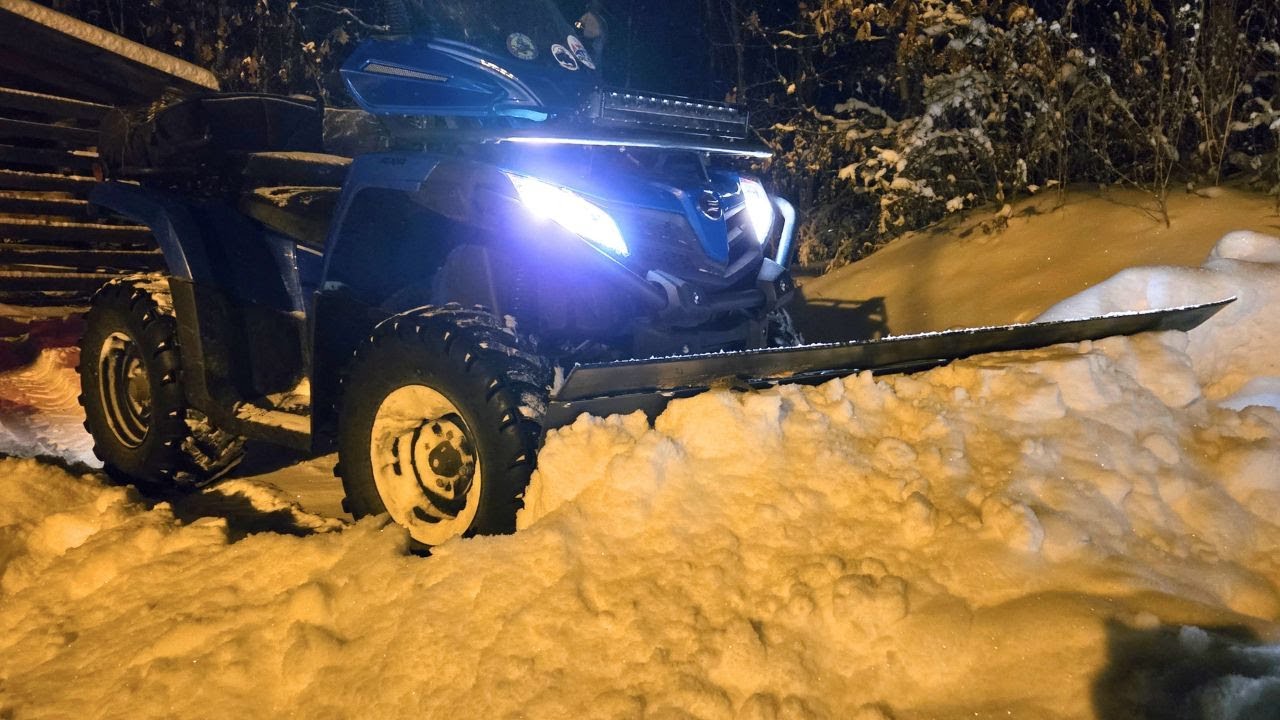 Night Time Snow Plowing | ATV & Blade for the Win! - YouTube