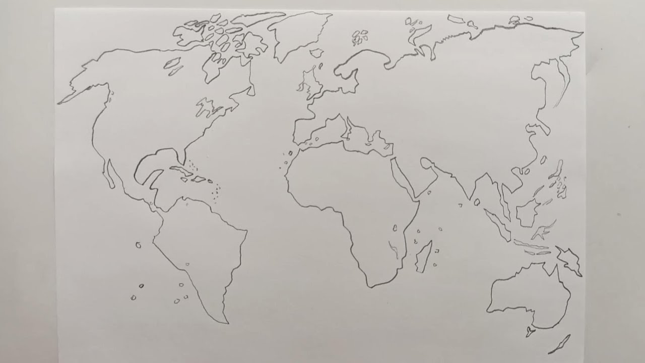 How to draw a world map HD - YouTube