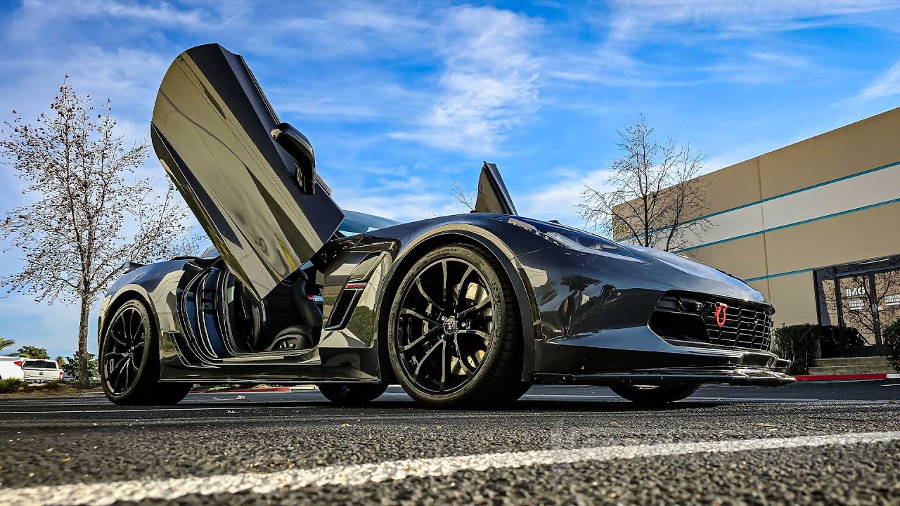 Vertical Lambo Door Kit installed on a Chevrolet Corvette C7 Grand ...