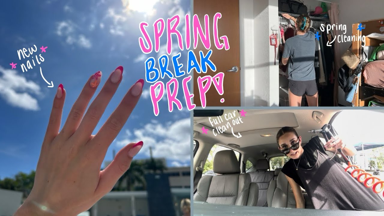 spring break prep! | nails & cleaning - YouTube