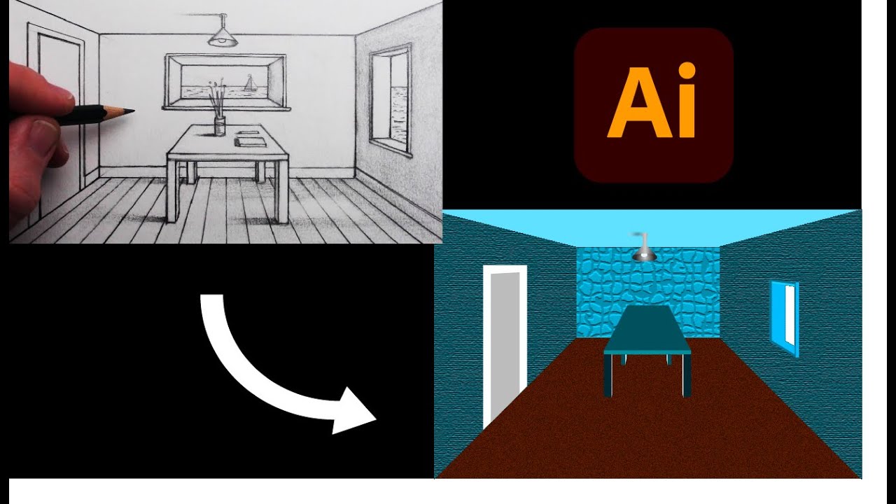 Adobe illustrator Two Point Perspective 3D Drawing - YouTube