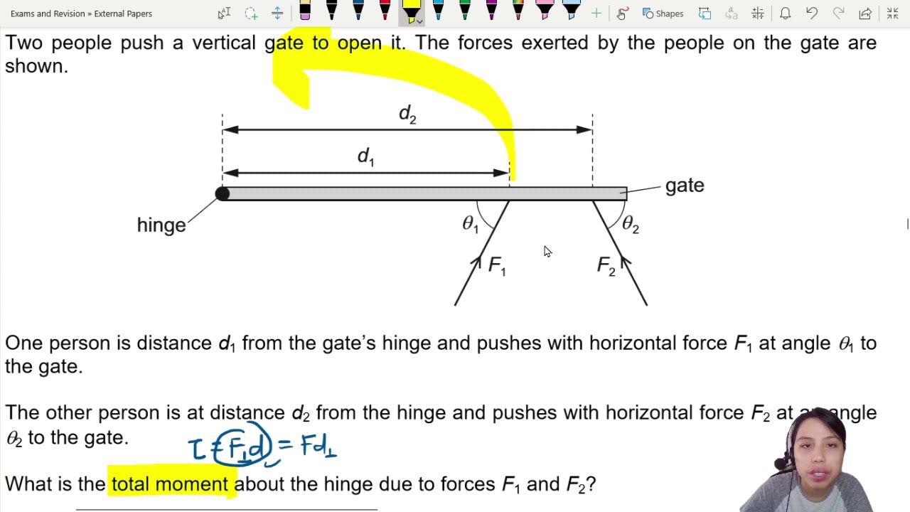 ON20 P11 Q12 Total Moment on Gate Equation | Oct/Nov 2020 | Cambridge A ...