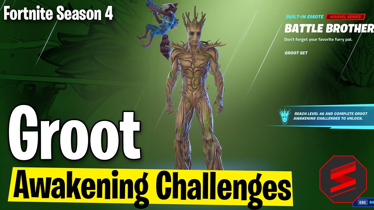 Fortnite - GROOT Awakening Challenges - FULL GUIDE Season 4 - YouTube