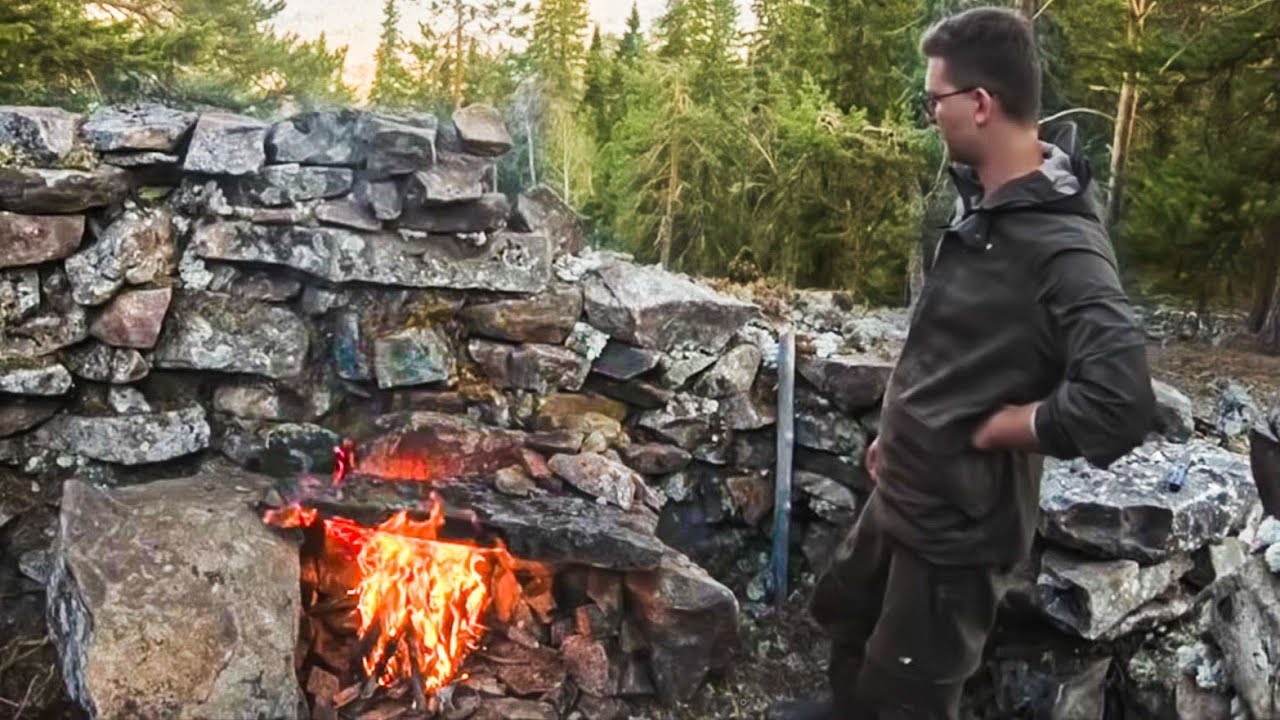 Building a STONE HOUSE | Bushcraft High in the Mountains | Survival ...