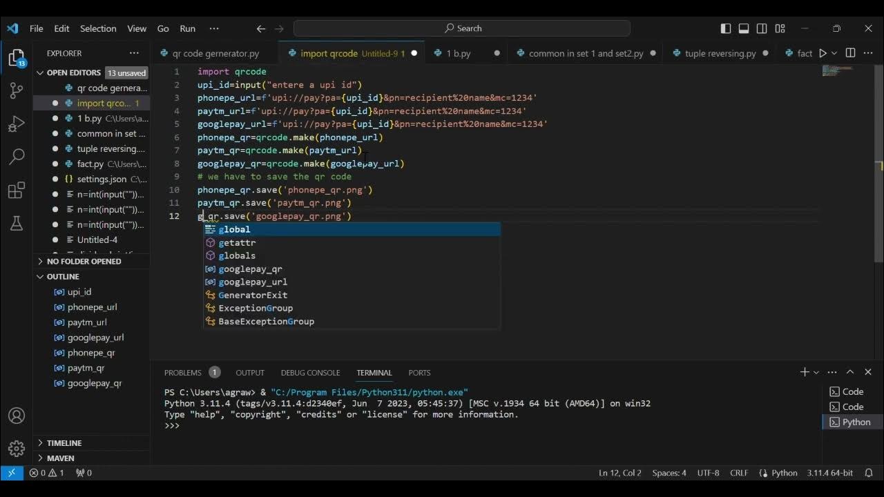 python code to generate qr code - YouTube