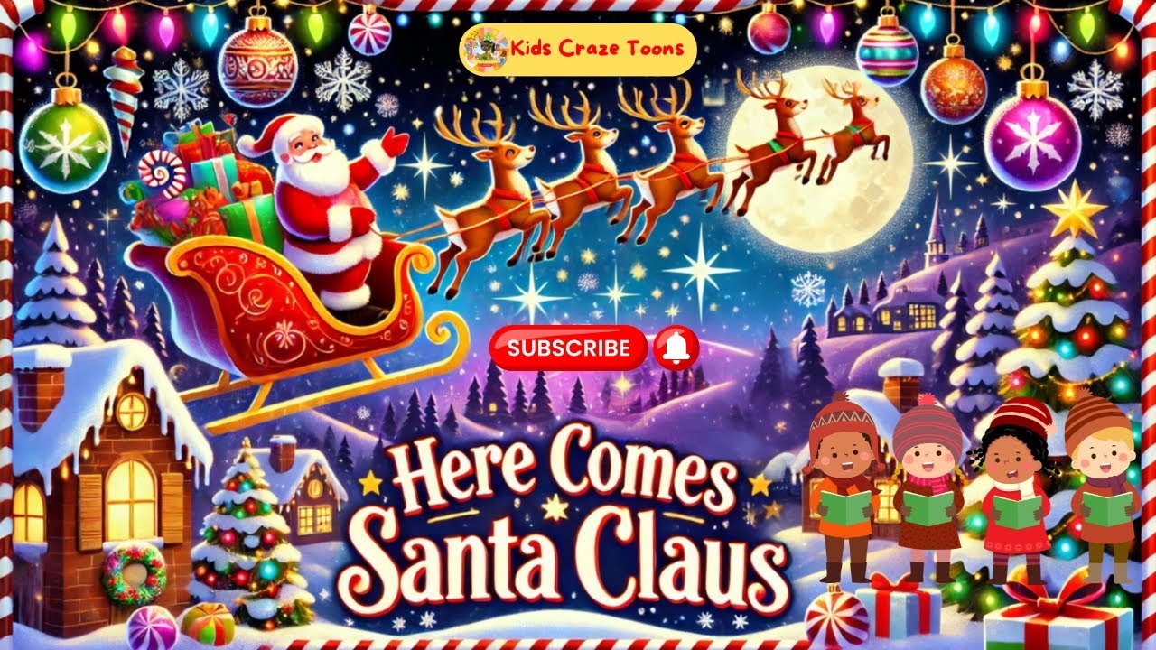 🎅"Here Comes Santa Claus" Sing-Along for Kids & Family | Holiday Fun🎶 ...