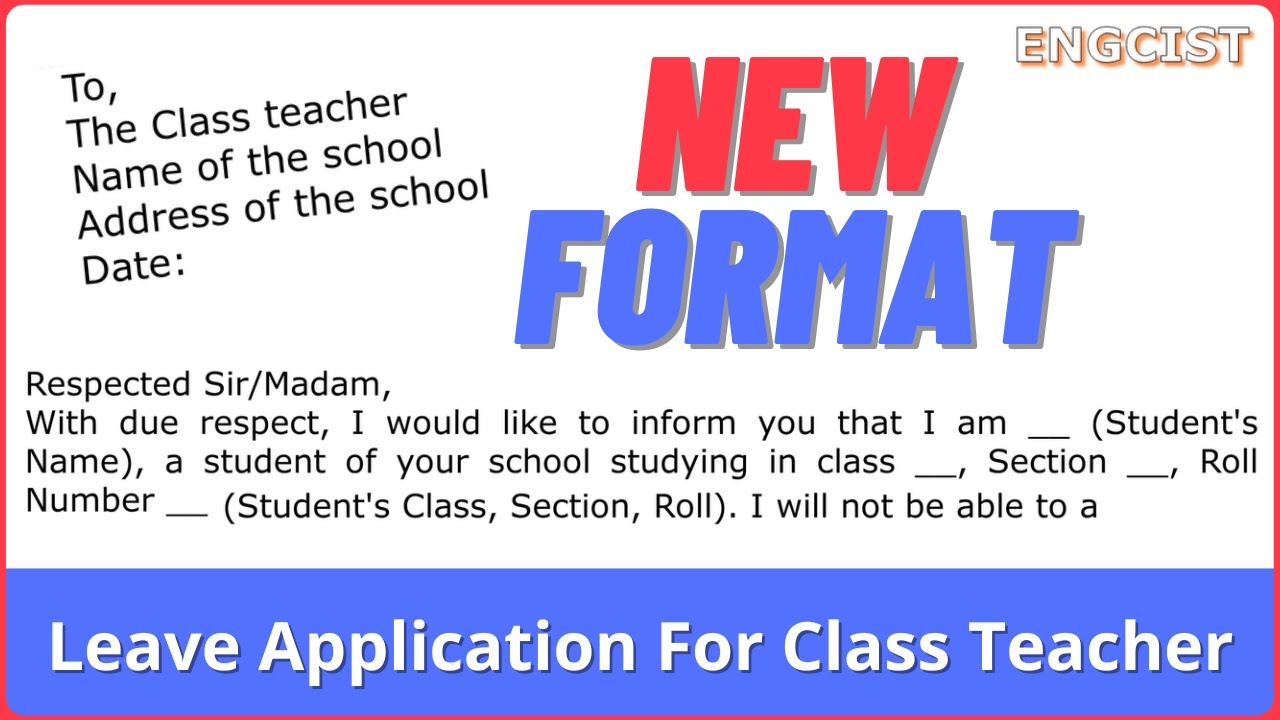 Leave Letter To Class Teacher | Leave Application For Class Teacher ...