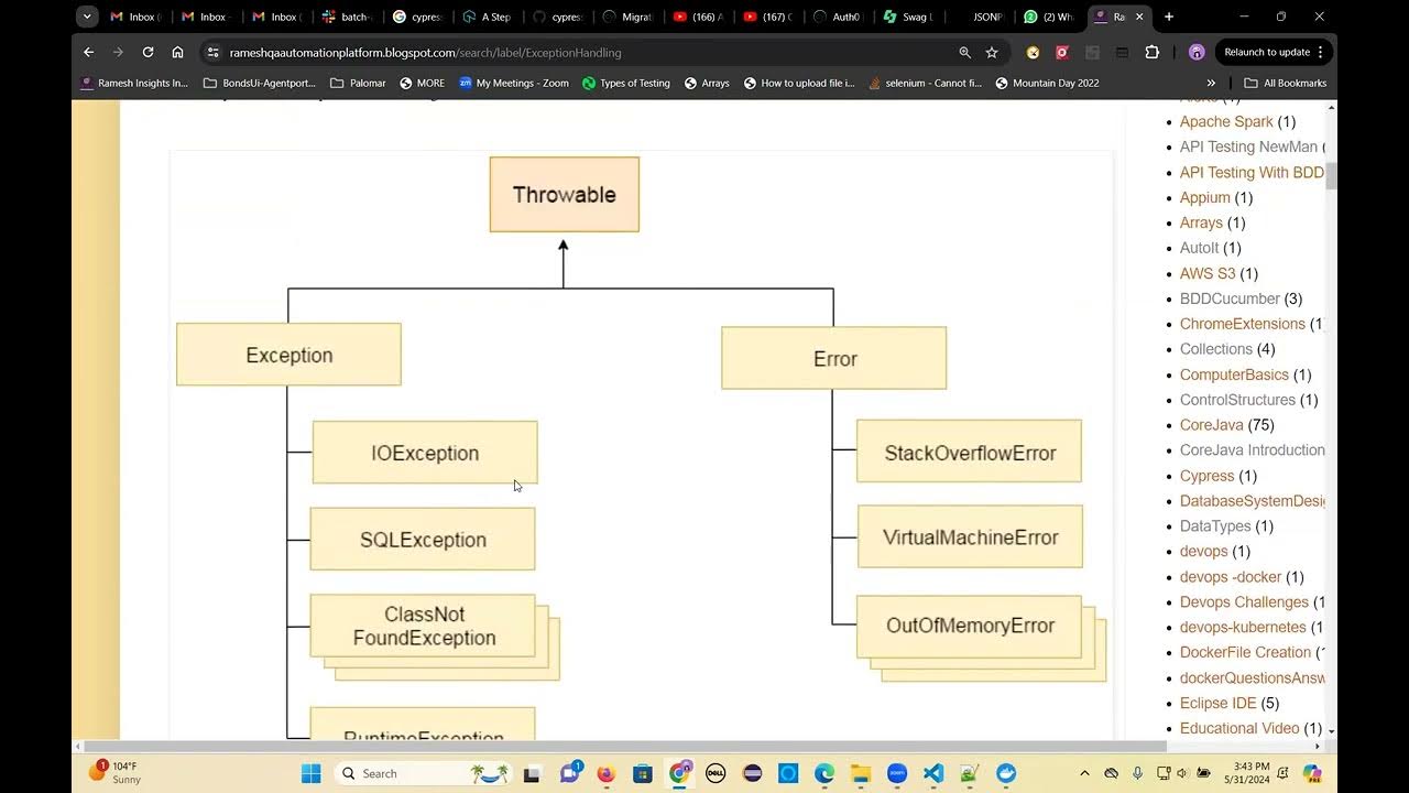 CoreJava ExceptionHandling Introduction May 31 2024 - YouTube