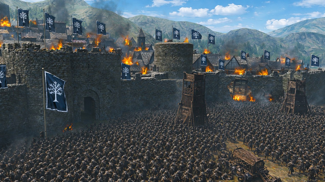 2,500 Goblins Siege West Gondorian Castle with 1,000 Defender- LOTR ...