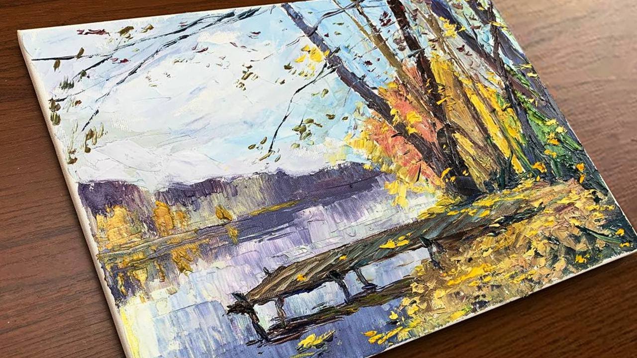 Autumn Lake / Easy Acrylic Painting / Tutorial Step by Step - YouTube