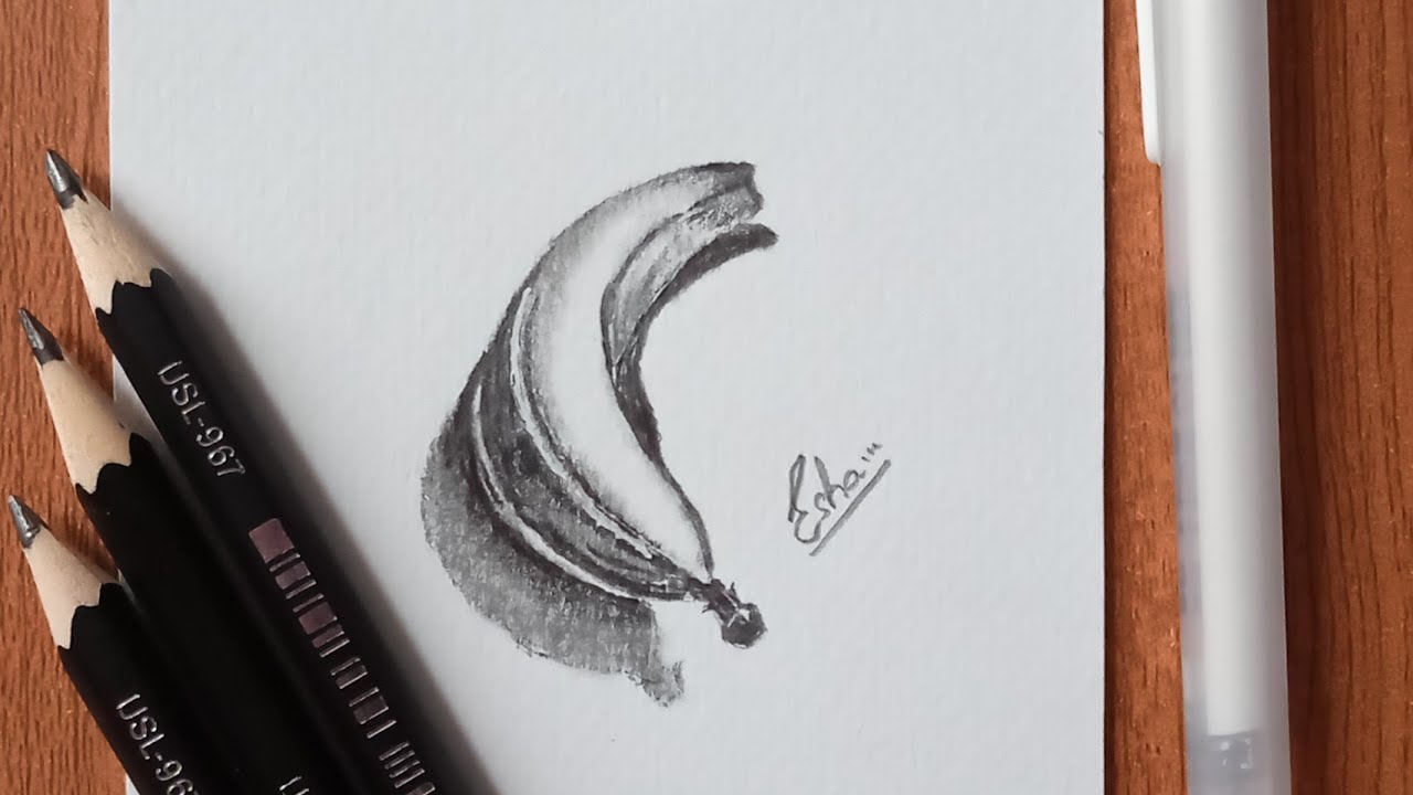 how to draw banana|drawing a banana|pencil shading|pencil drawing|still ...