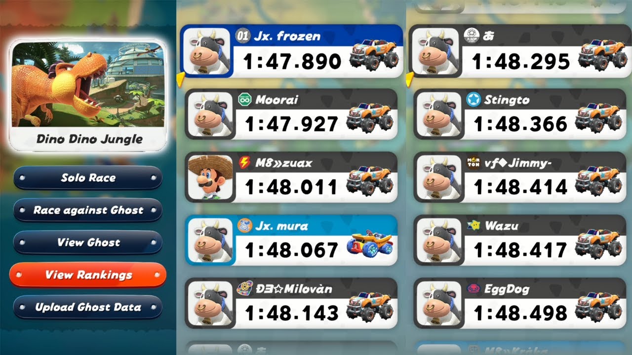 [WR] Dino Dino Jungle - 01:47.890 - frozen (Mario Kart World) - YouTube