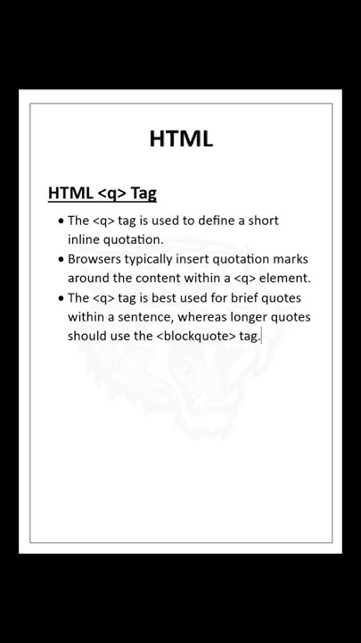 HTML q Tag | S Code Hub #shorts #html - YouTube