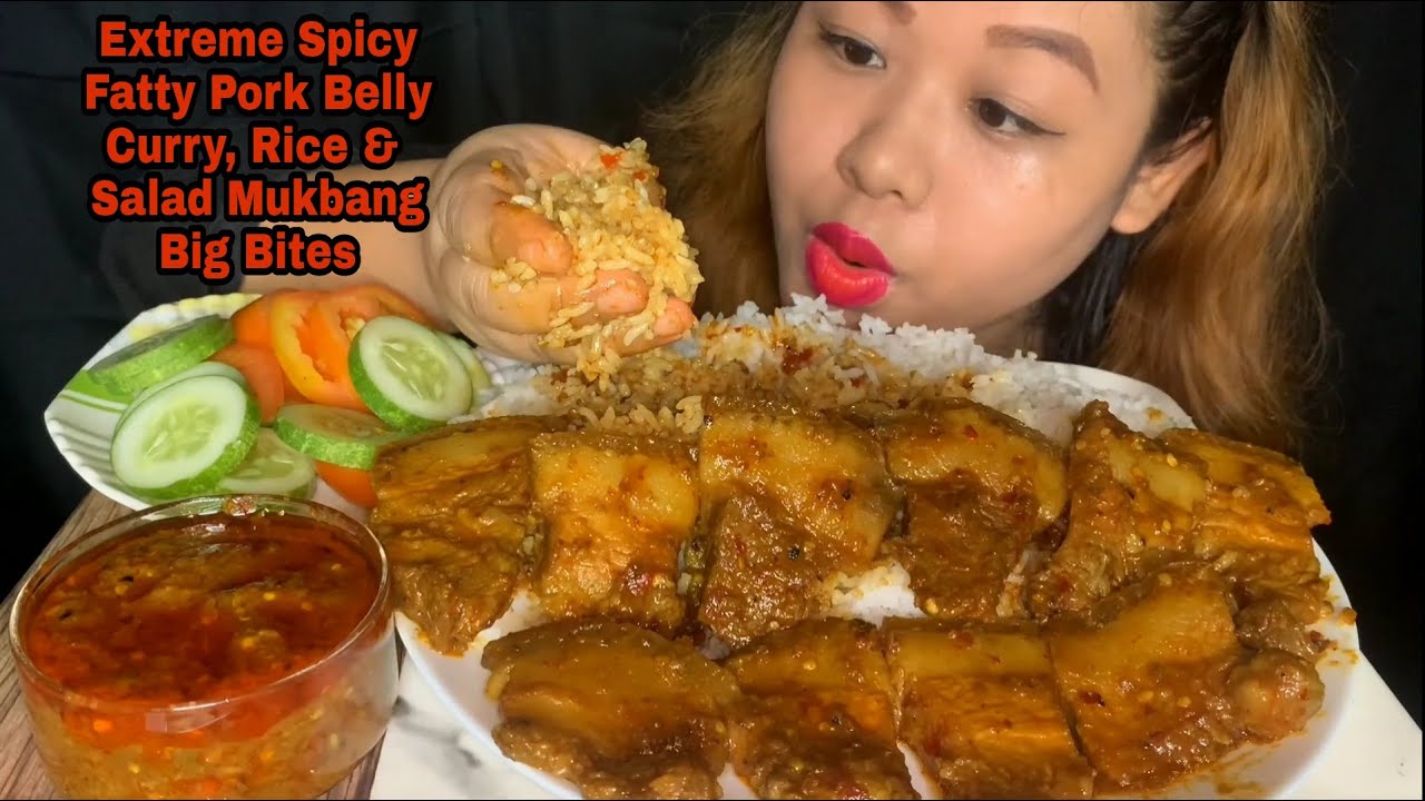 EXTREME SPICY FATTY PORK BELLY MUKBANG | EATING SHOW | ASMR | BIG BITES ...