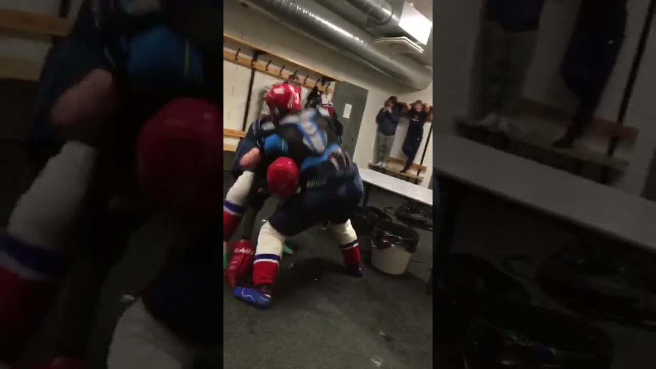 Best hockey locker room fight! (Warning funny) - YouTube