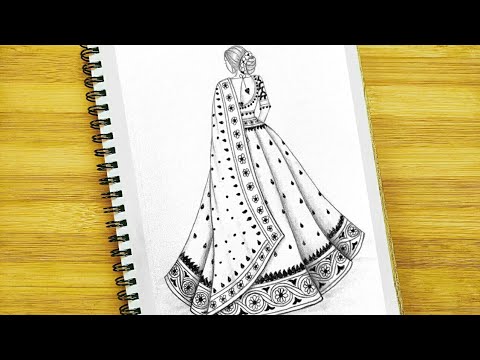 How to Draw a Bride in Lehenga ll Mandala Bride ll Girl Drawing ll ...