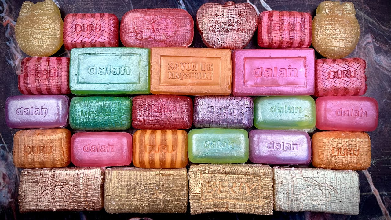 ASMR Cutting glycerin soap cubes 🎲 Crushing soap boxes with starch 📦 ...