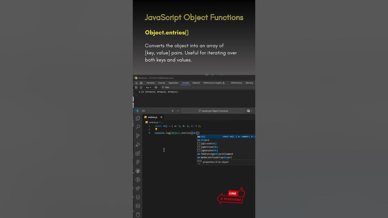 Javascript Object Functions Using Object Entries And Object