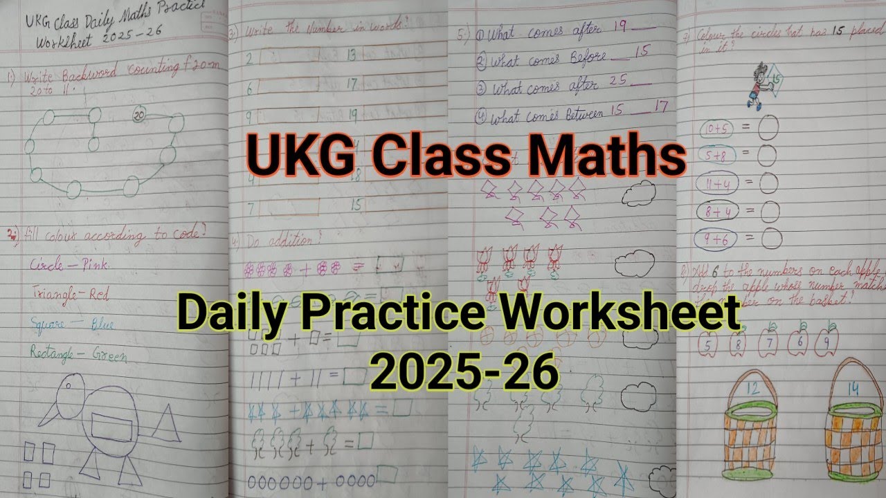 UKG Class Daily Maths Practice worksheet for kids/UKG Maths Test Paper ...