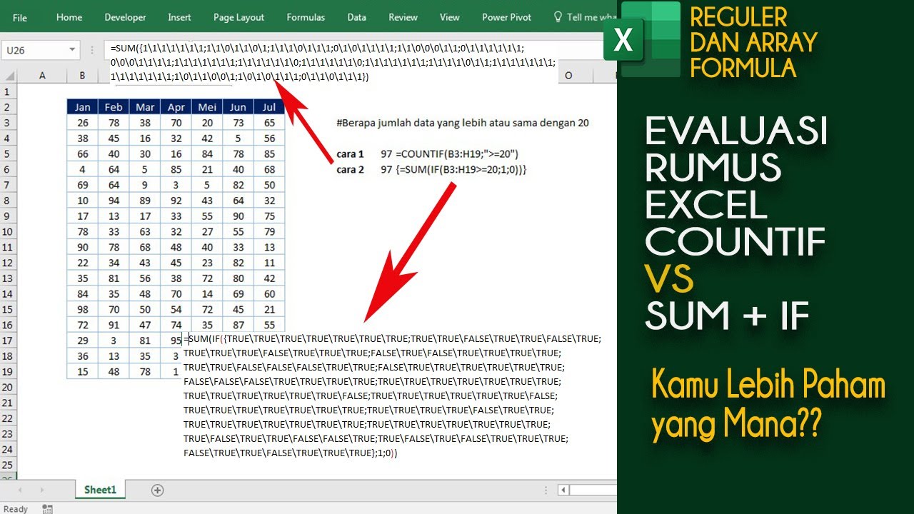Rumus Excel COUNTIF dan atau SUM+IF - YouTube