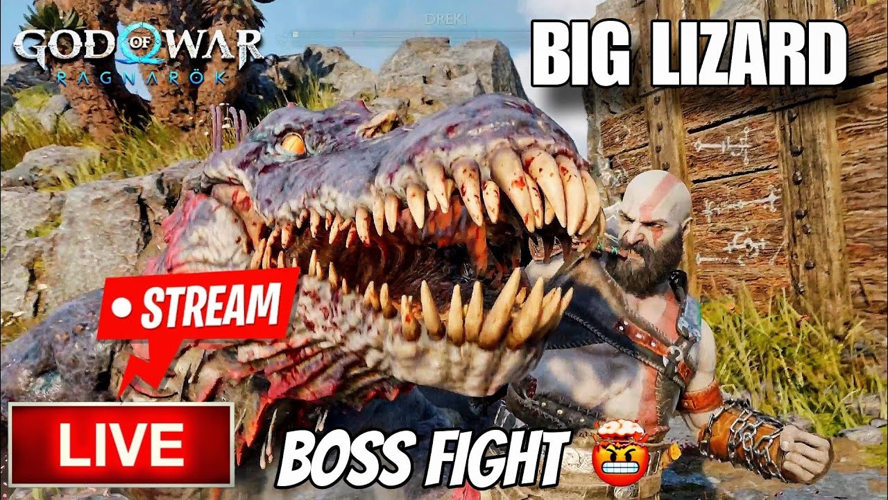 Battle with the strongest lizard Boss God of War Ragnarök PS5 - YouTube