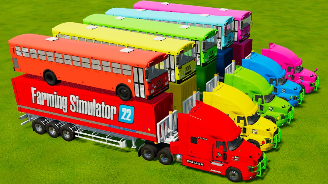 TRANSPORTING SCHOOL BUSES WITH MACK POLICE TRUCKS - Farming Simulator ...