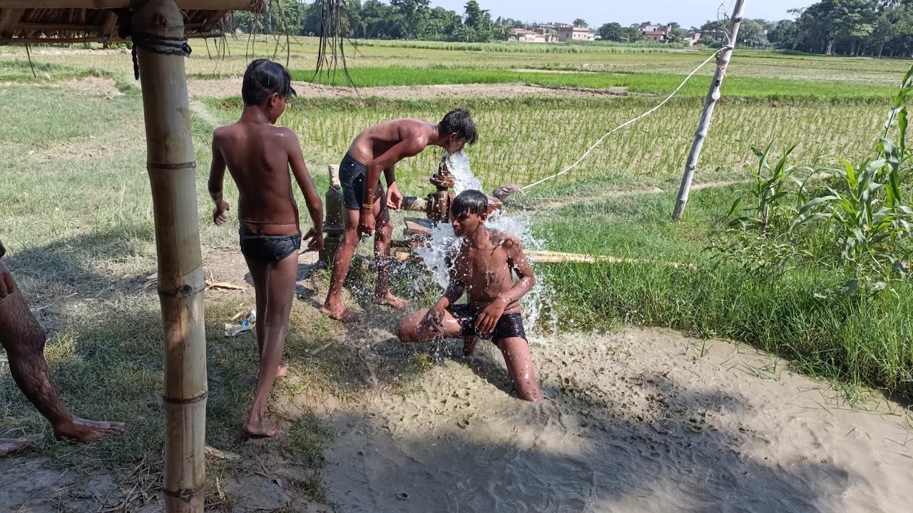 BATHING IN VILLAGE TUBEWELL MASTI #summervibes - YouTube