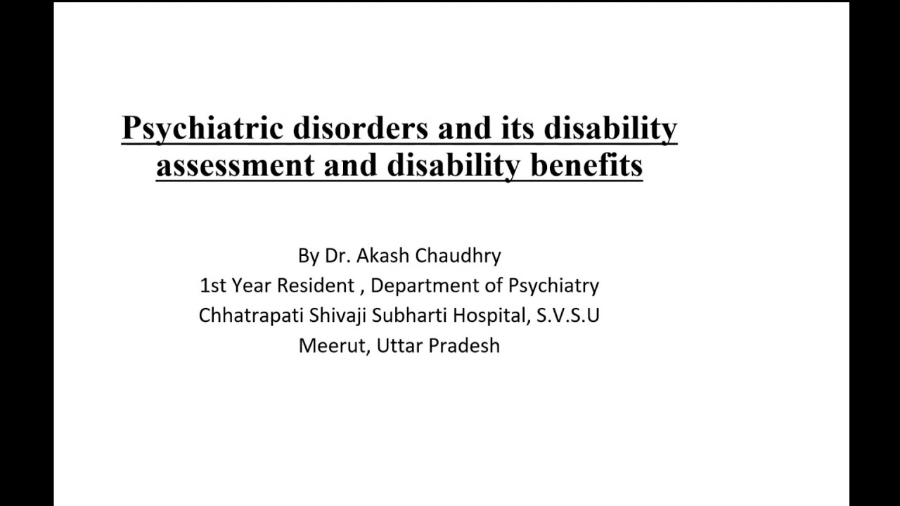 (Seminar) - Guide to Understanding Psychiatric Disability Assessments ...