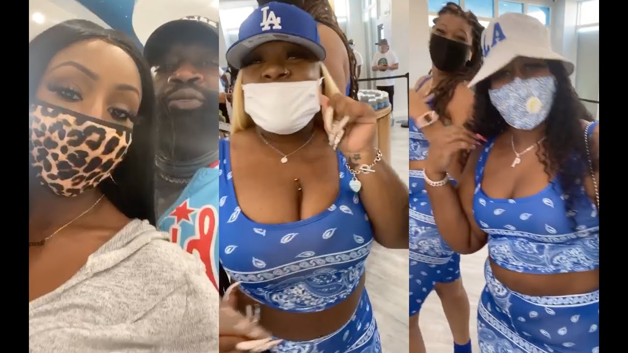 Rick Ross Meets Female Super Crips At Berners Cookie Store On Melrose - YouTube