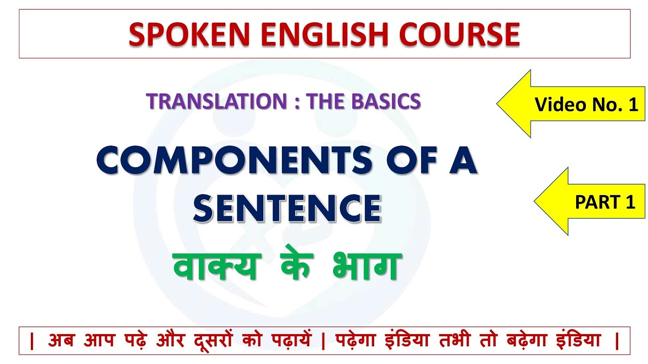 1. Components of A Sentence वाक्य के भाग | Part 1 | Basics of English ...