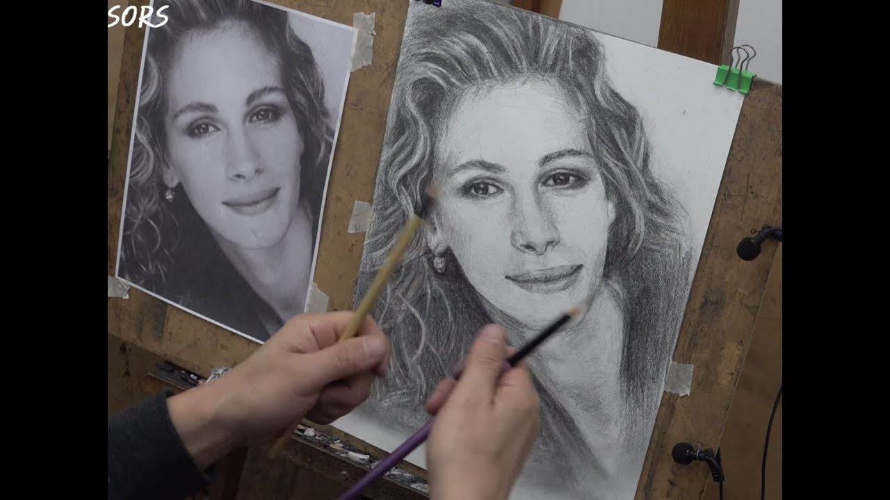 ASMR 2 hours Drawing Practice(12th) Julia Roberts - YouTube