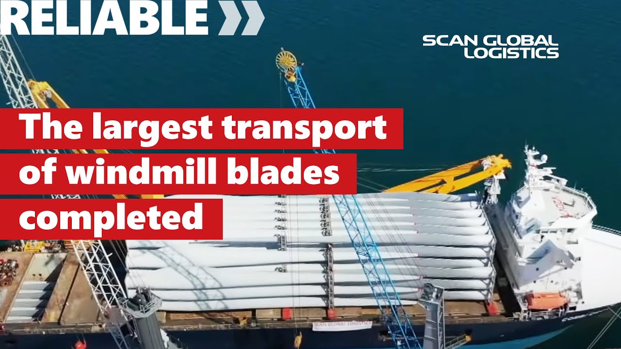 The largest transport of windmill blades completed - YouTube