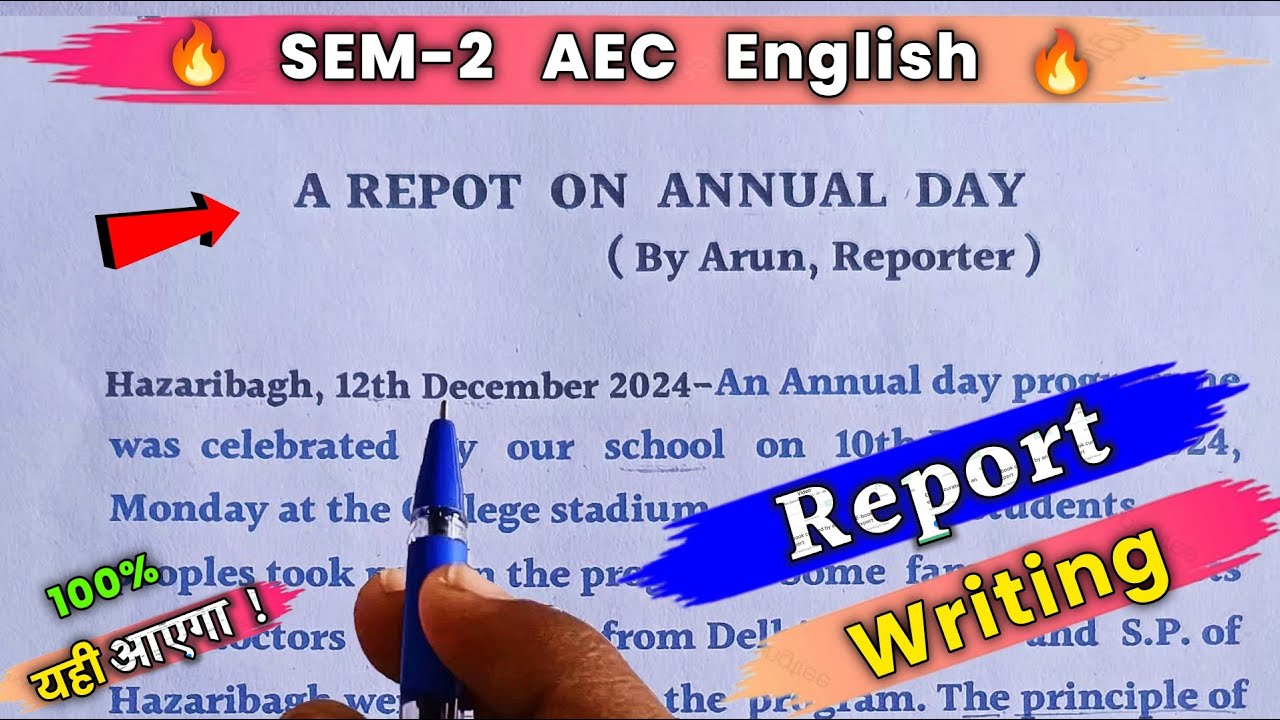 🔥Report Writing AEC English | vbu sem 2 aec english | write a report on ...