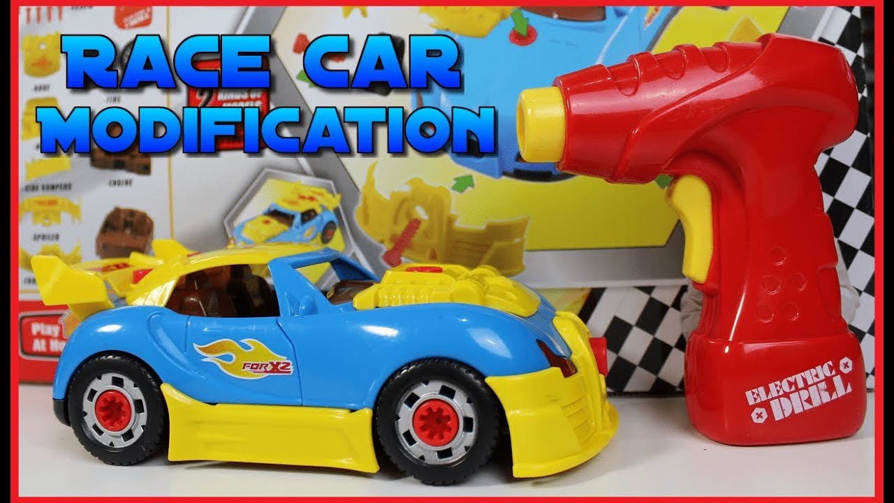 Pretend Play Father & Son Toy Race Car Modifier Play & Build - YouTube