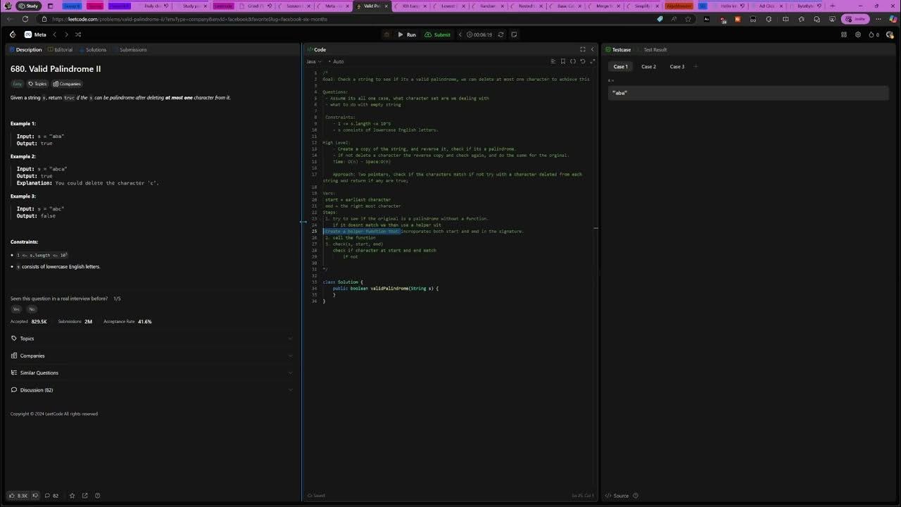 Leetcode Practice: 680 Valid Palindrome II - YouTube Leetcode Practice: 680 Valid Palindrome II - YouTube