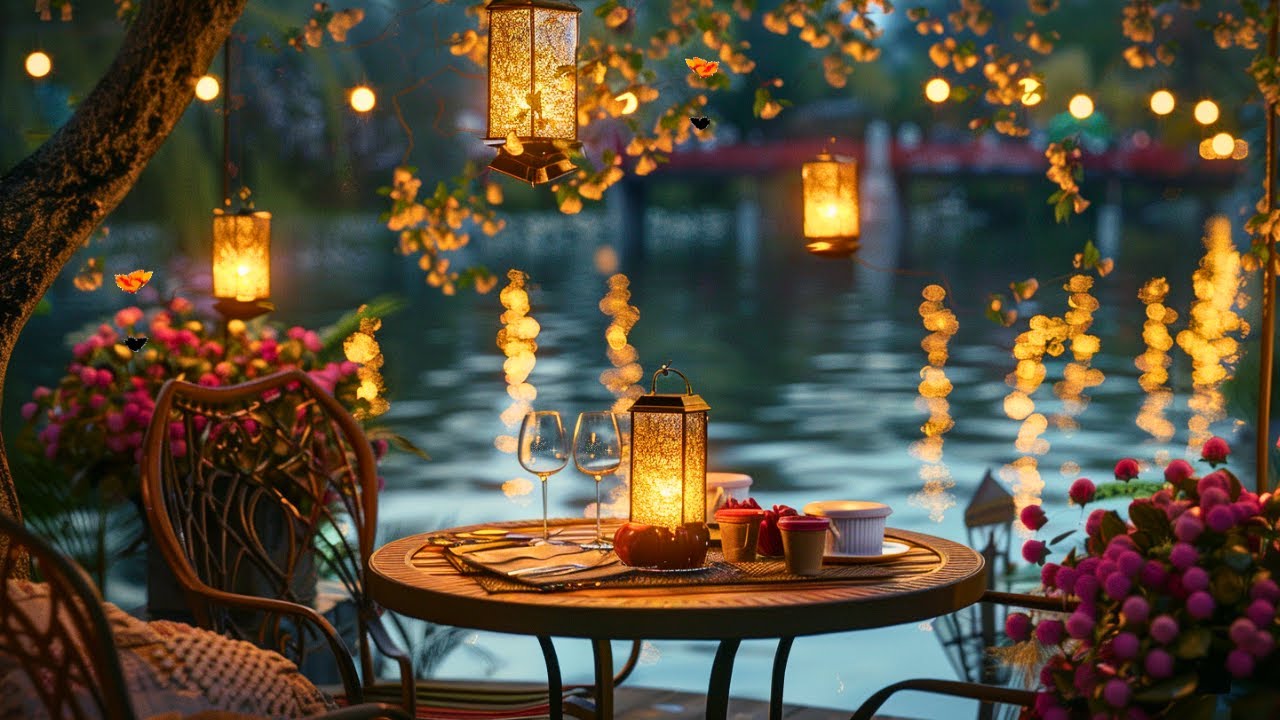 Sweet Late Spring Morning in Outdoor Lakeside Cafe ☕️ Bossa Nova Jazz ...