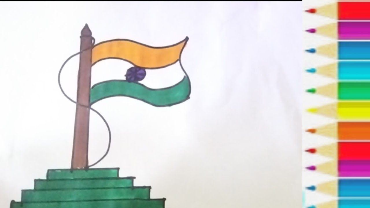 How to draw Indian🇮🇳 flag step by step easily | National flag drawing ...
