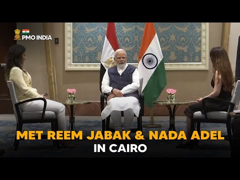 Prime Minister Narendra Modi meets Reem Jabak & Nada Adel, Cairo - YouTube