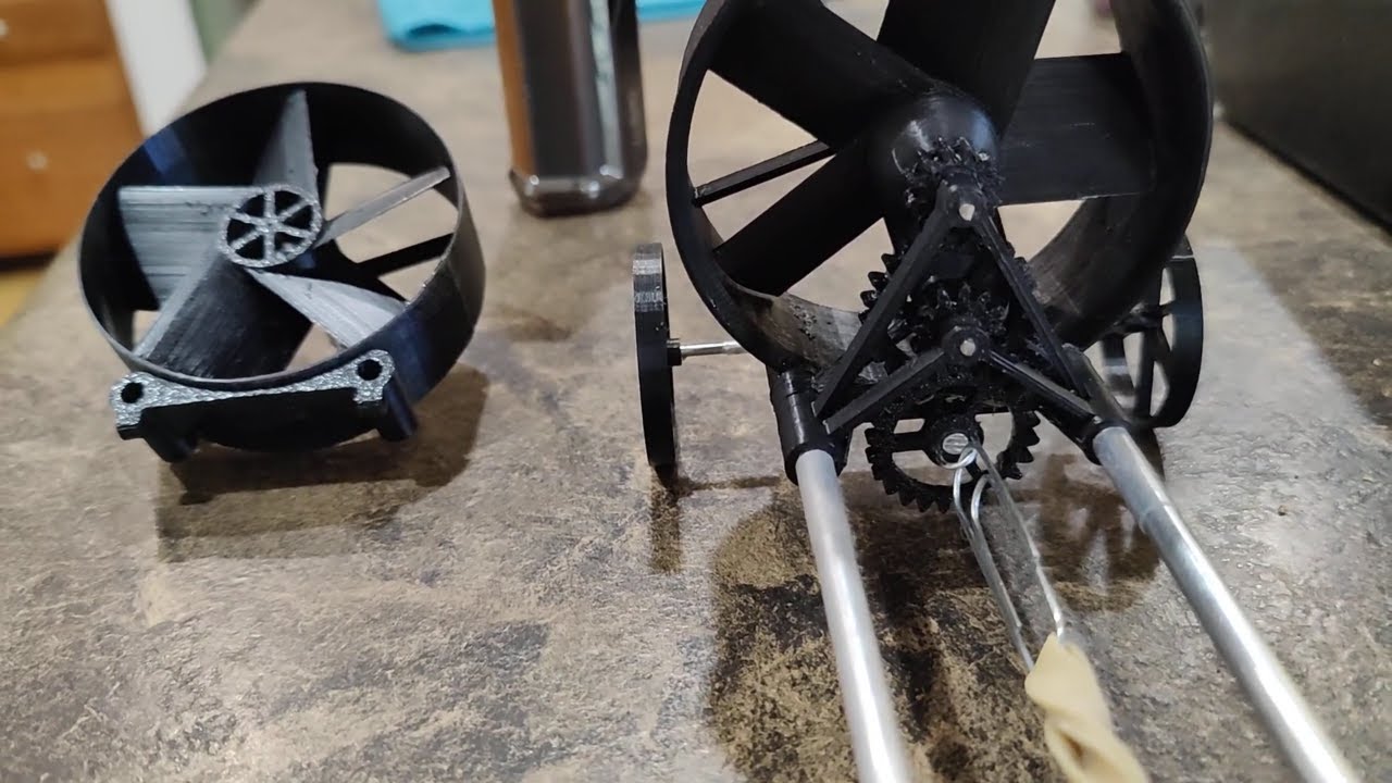 geared my rubber powered ducted fan car - YouTube