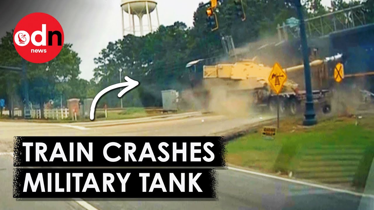 Moment Freight Train SMASHES Into US Military Vehicle - YouTube
