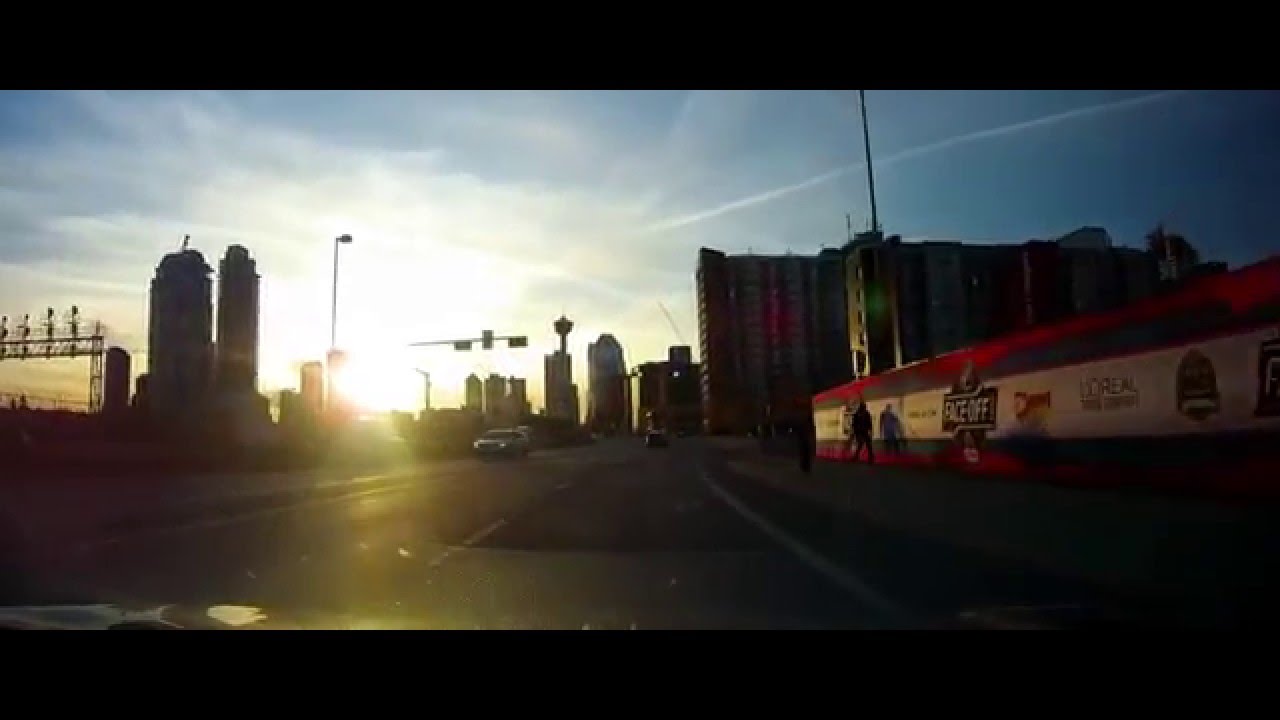 Driving through Downtown Calgary, AB to the Econo Lodge Motel on ...